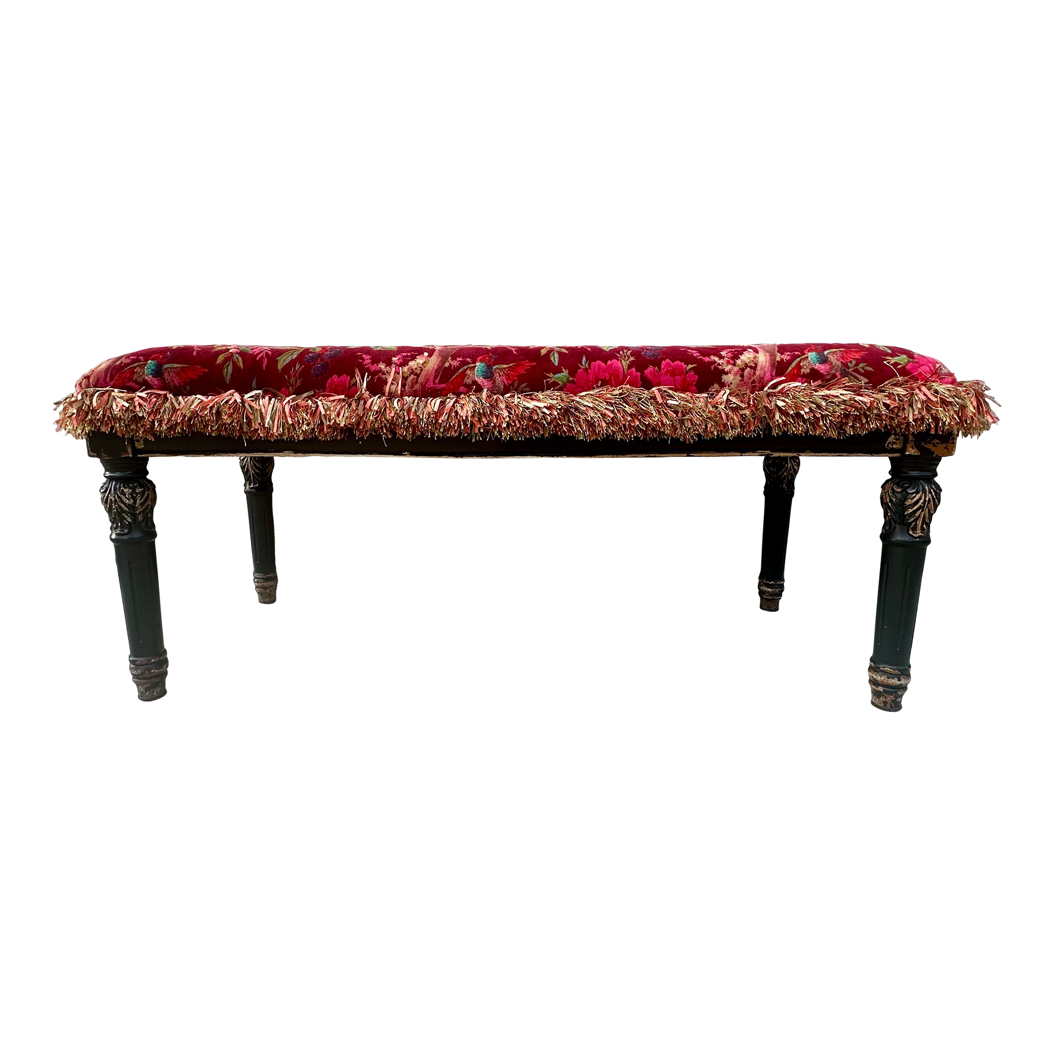 Vintage Velvet Upholstered Bench | Chairish