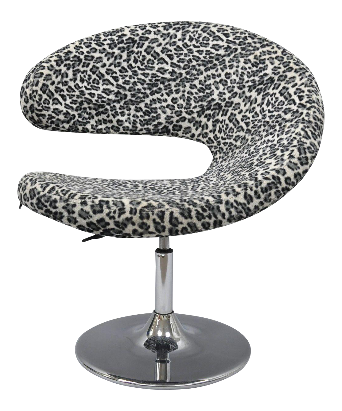 Modern Leopard Print Chrome Swivel Lounge Chair | Chairish