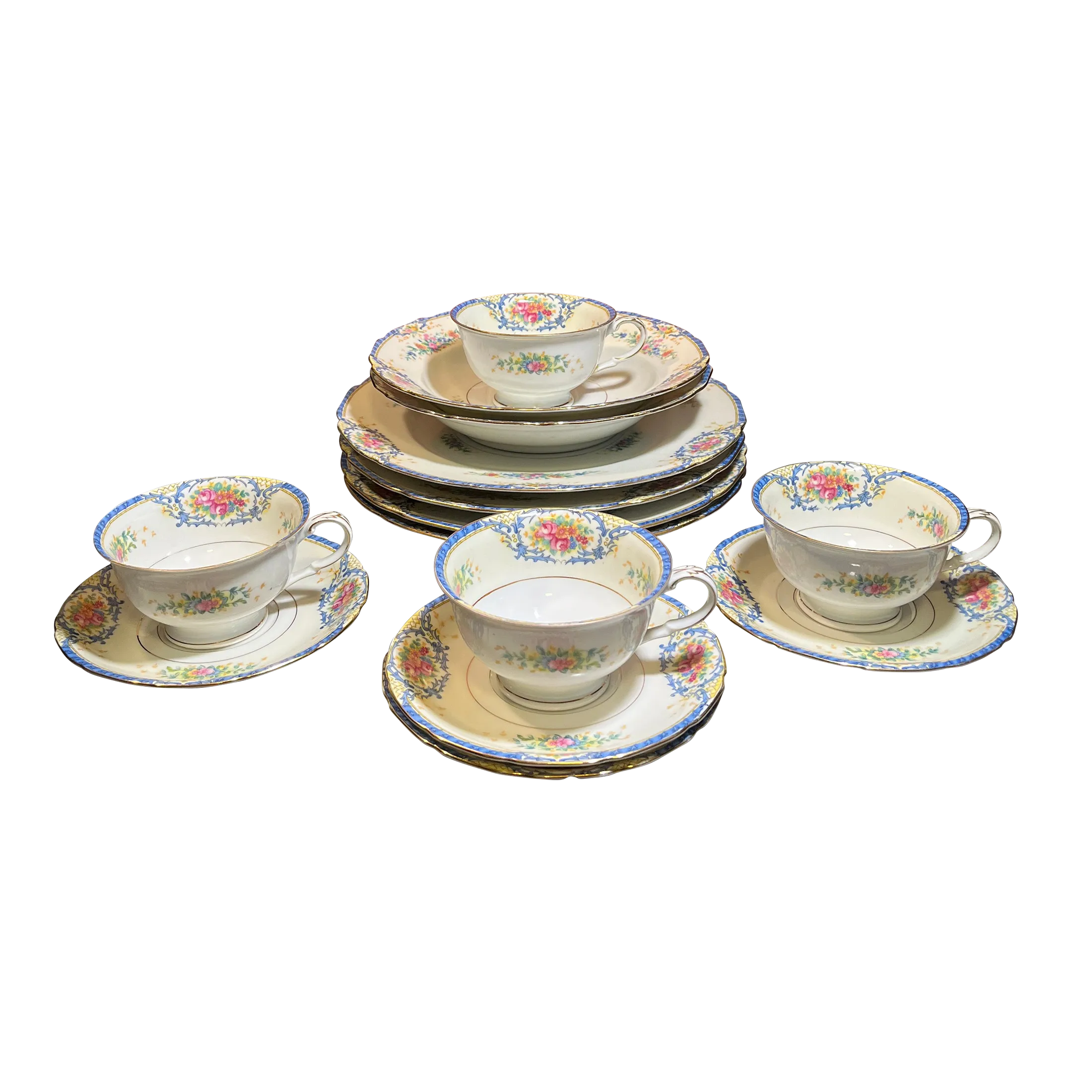 14 Piece-Early 20th Century Rhoda Rhoda Blue by Black Knight Dinnerware ...