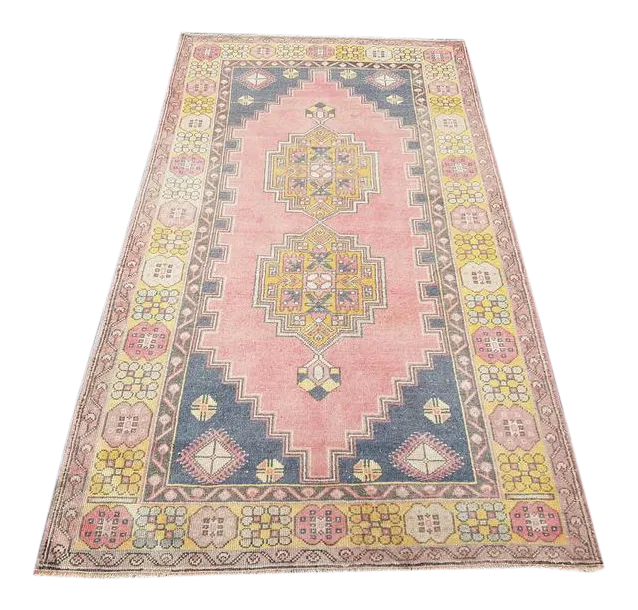 Vintage Distressed Handmade Rug- 4′1″ × 7′5″ | Chairish