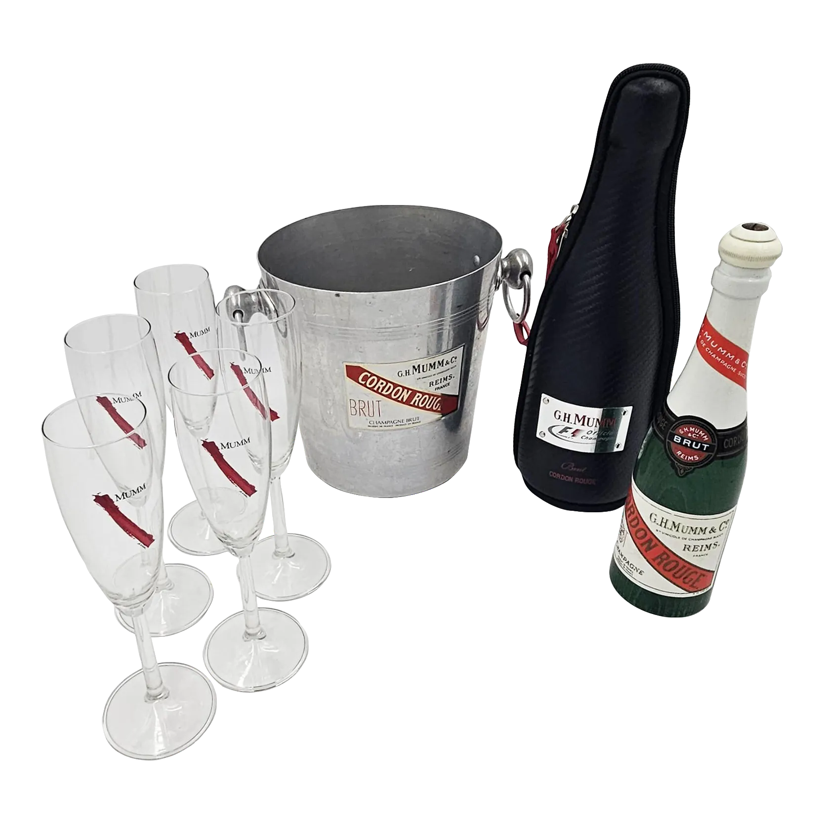 1960s Mumm Champagne France Chiller Glassware Grinder Formula One Case ...