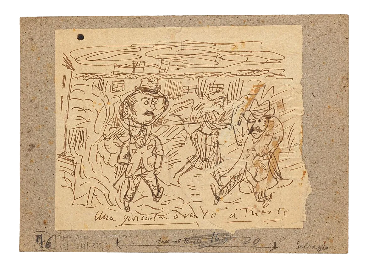 One Day - Original China Ink Drawing by A. Mezio - 1938 1938 | Chairish