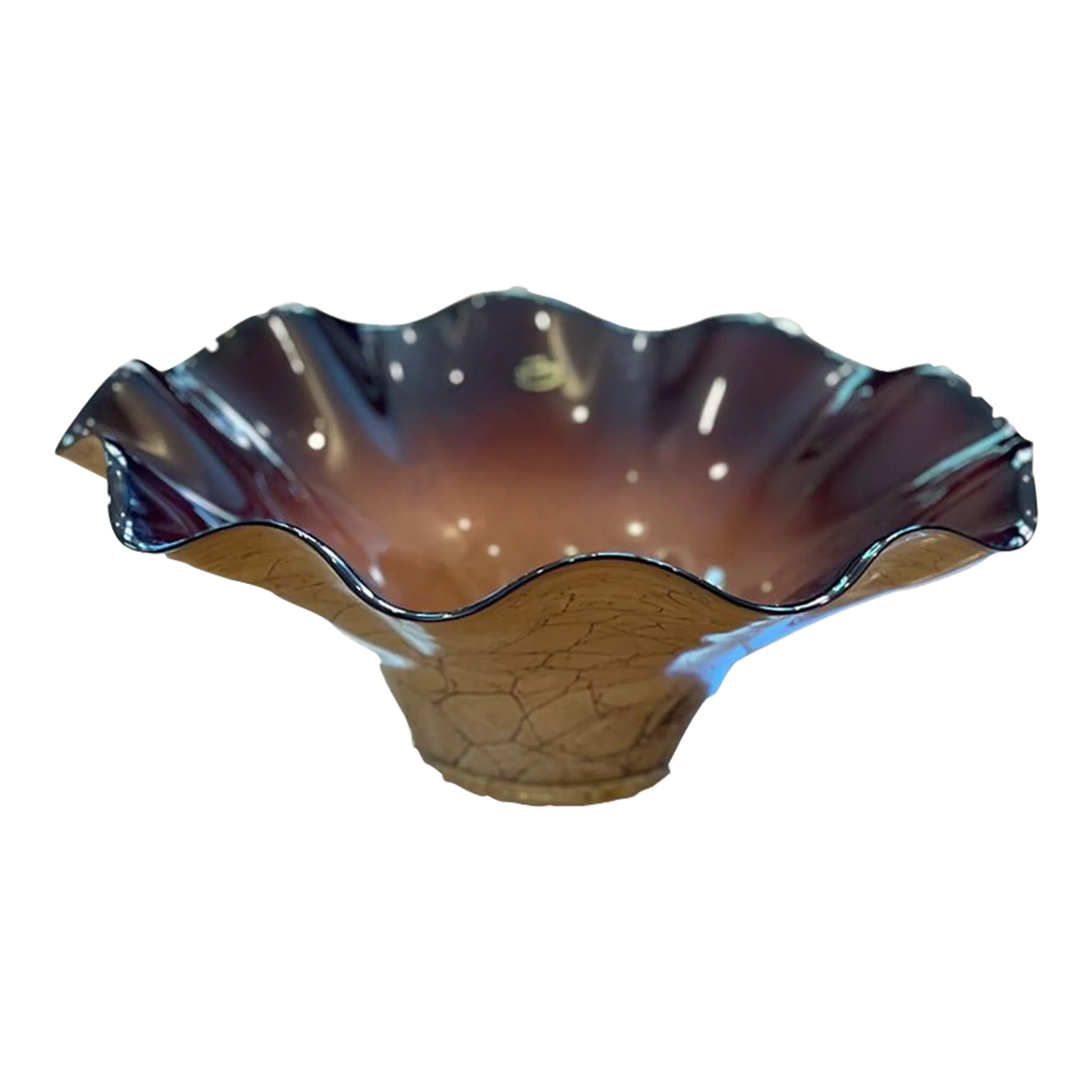 Late 20th Century Vintage Hand-Blown Jozefina Ruffled Art Glass Plum ...