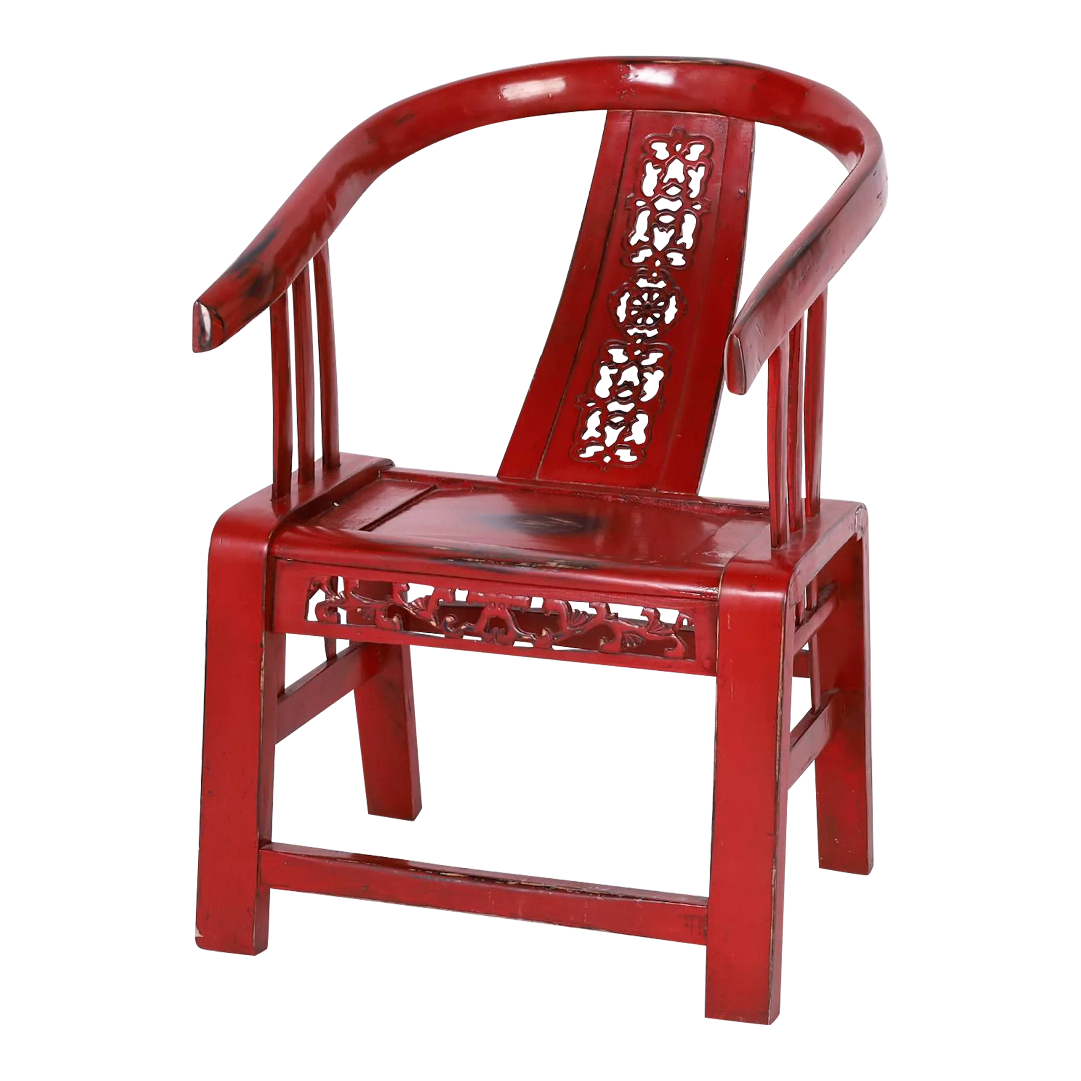 Chinese Style Red Lacquer Chair | Chairish