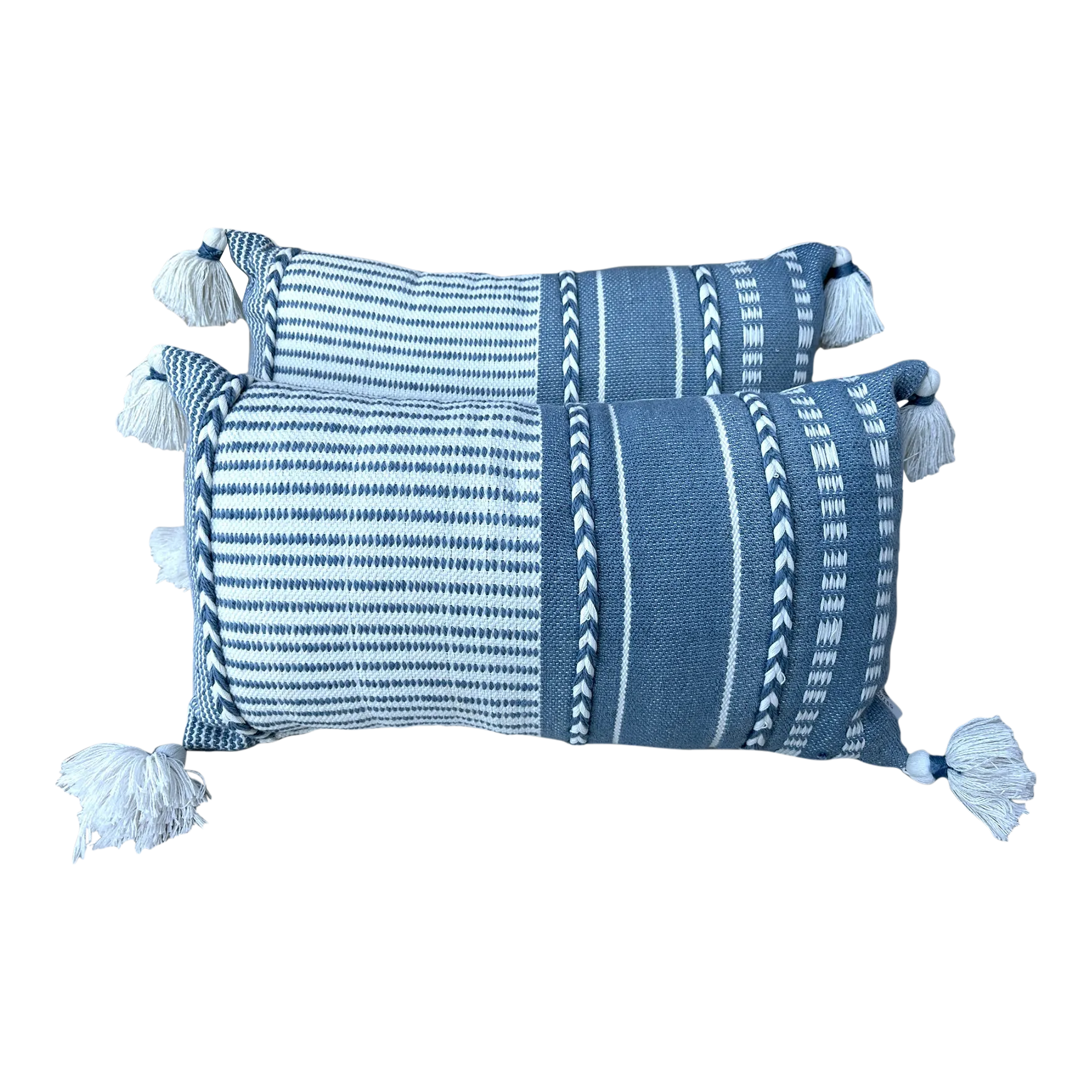 Denim Blue Boho Throw Pillows-A Pair | Chairish