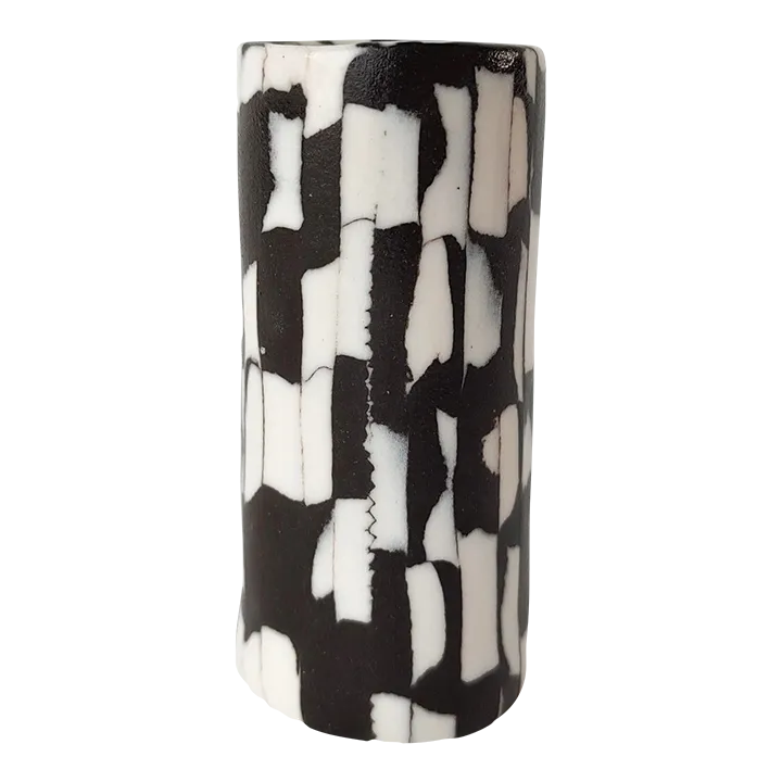 Black and White Miniature Distorted Checker Ceramic Bud Vase by Fizzy ...