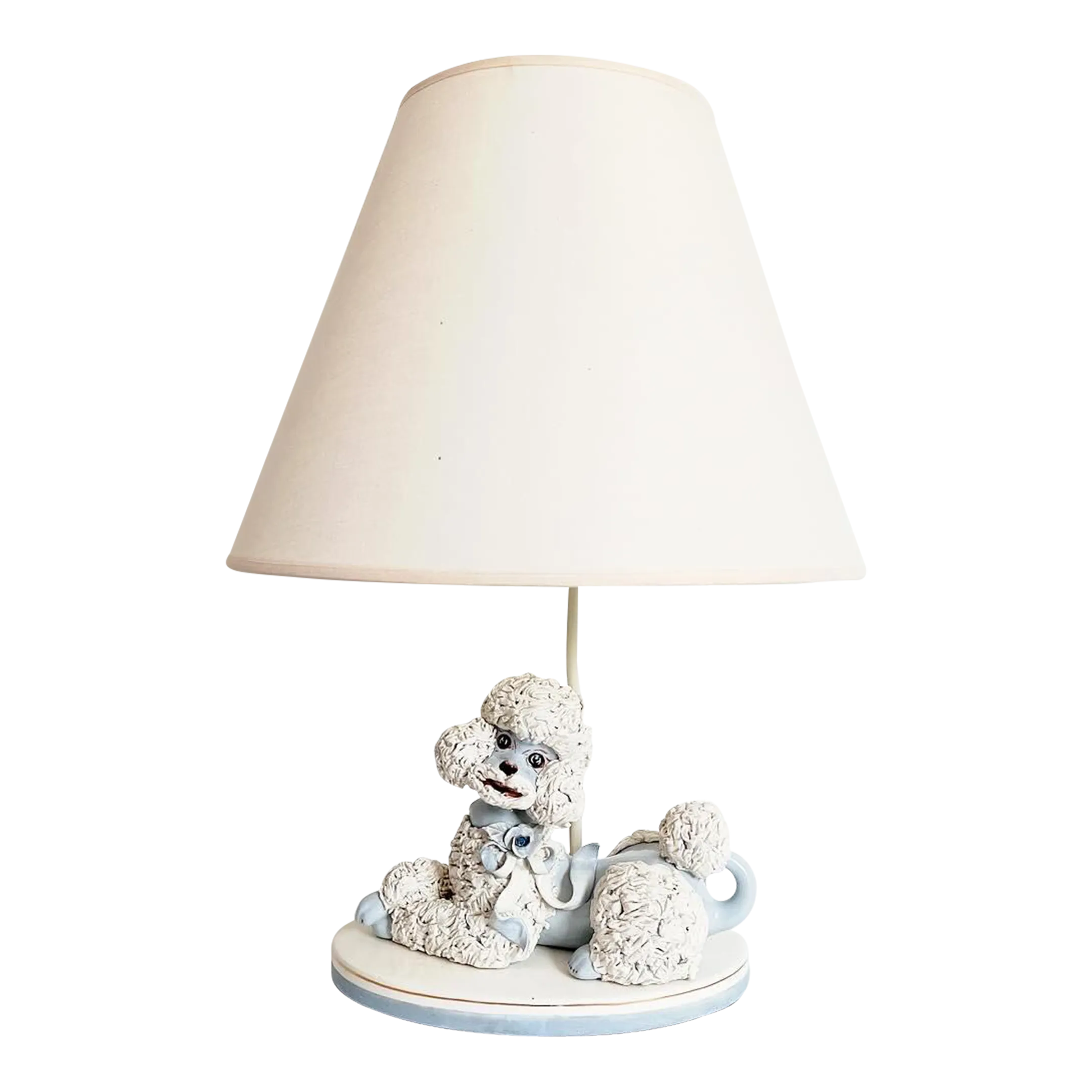 1950s French Poodle Lamp & Shade | Chairish