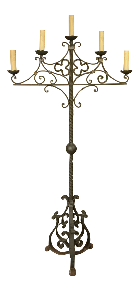 Antique French Painted Iron Floor Torchere | Chairish