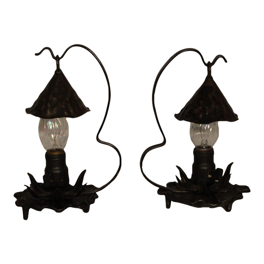 Early 20th Century Tutor Style Hand Forged Lamps - a Pair | Chairish