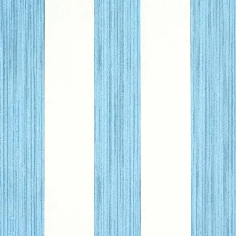 Schumacher Edwin Stripe Wide Wallpaper in Ocean | Chairish
