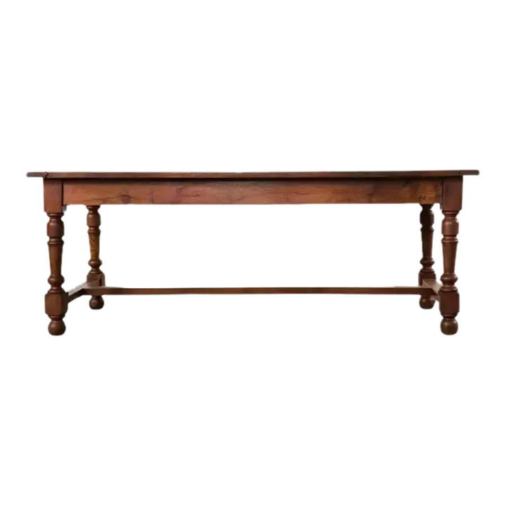 Country English Provincial Oak Farmhouse Trestle Dining Table | Chairish