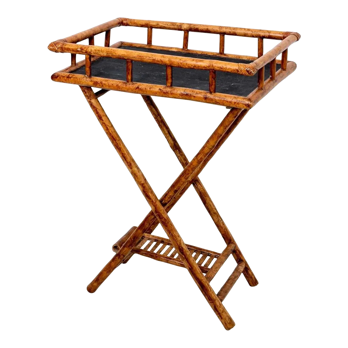 Bamboo Butler Tray on Stand | Chairish