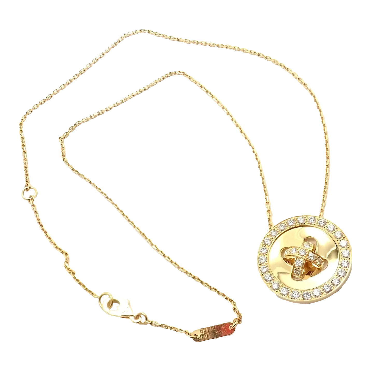 Van Cleef & Arpels 18k Yellow Gold Diamond Button Pendant Necklace ...