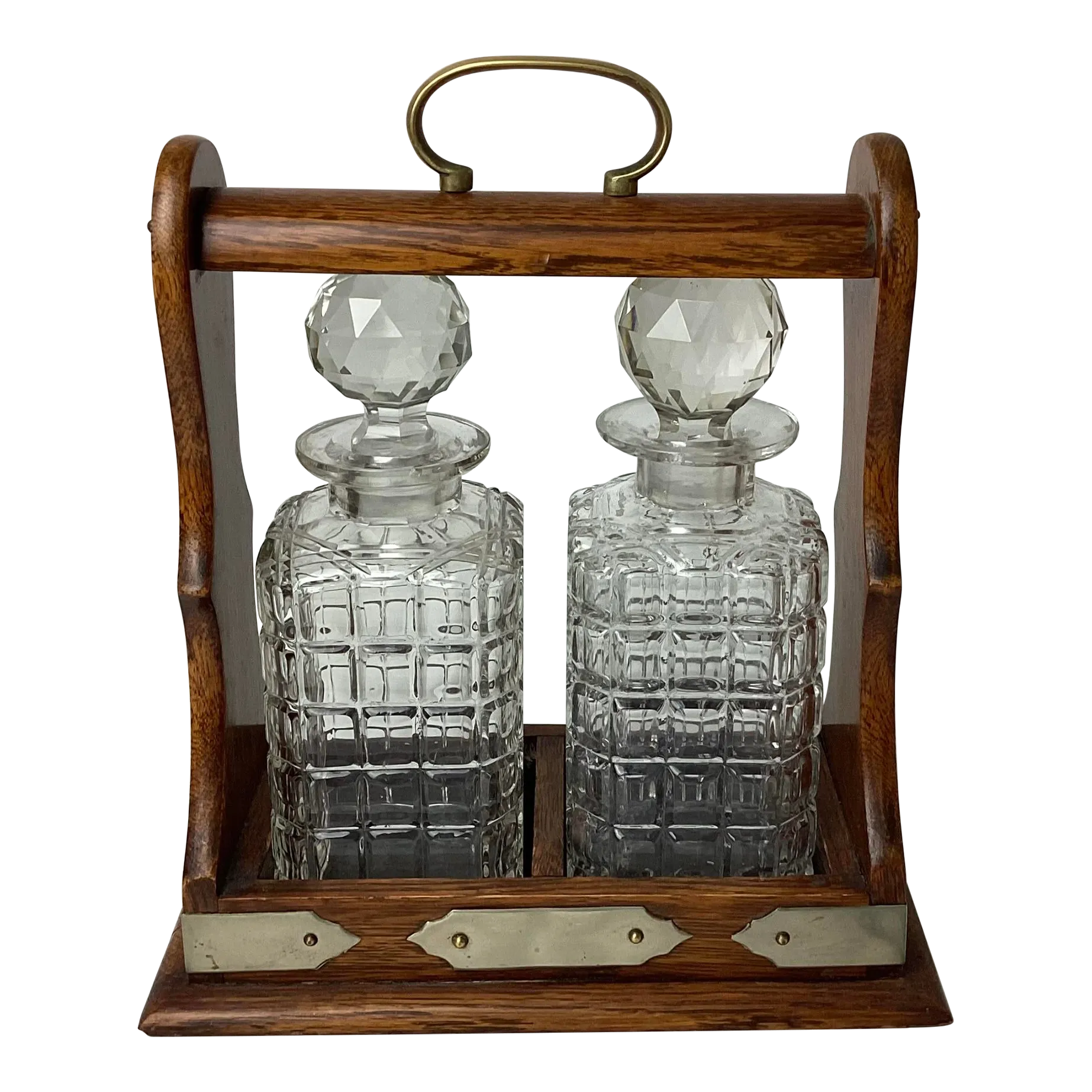 19th Century Tantalus With Two Decanters and Key- 3 Pieces | Chairish