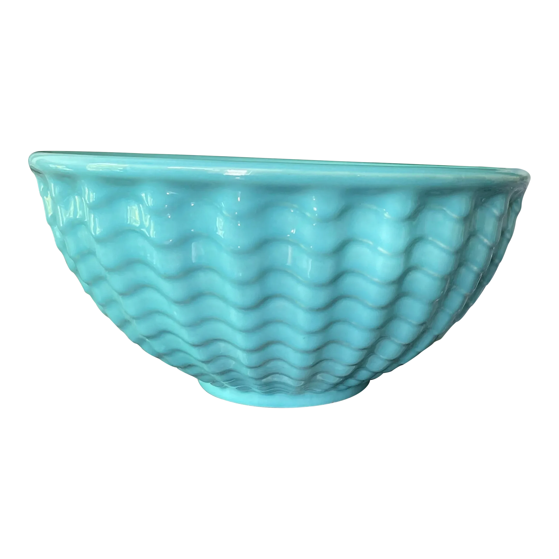 1930s Gladding McBean Turquoise Pottery Bowl | Chairish