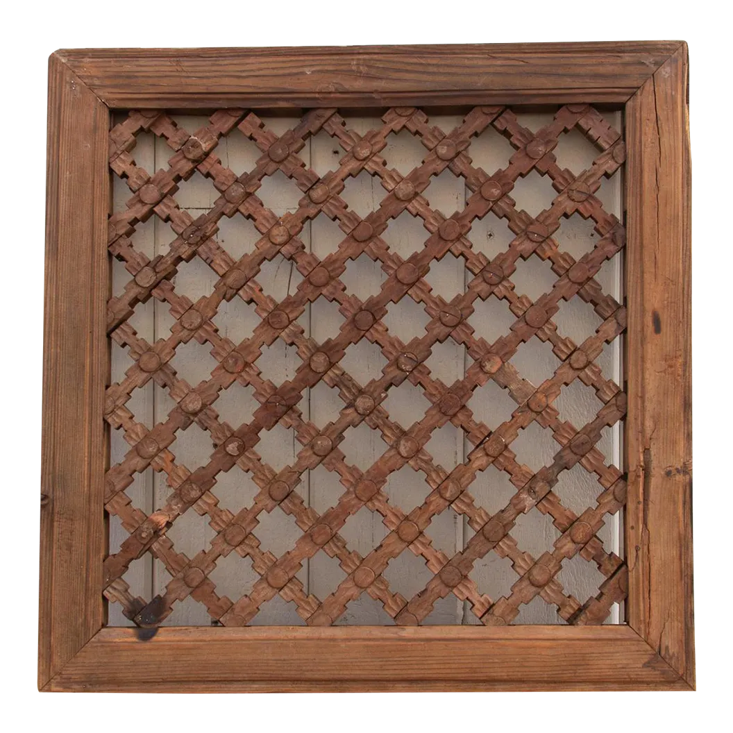 Vintage Carved Rustic Window Wall Art | Chairish