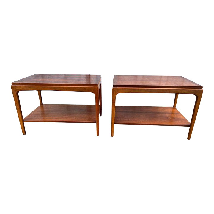 Pair of Mid Century Rhythm Lane Two Tier Walnut Side -End Tables ...