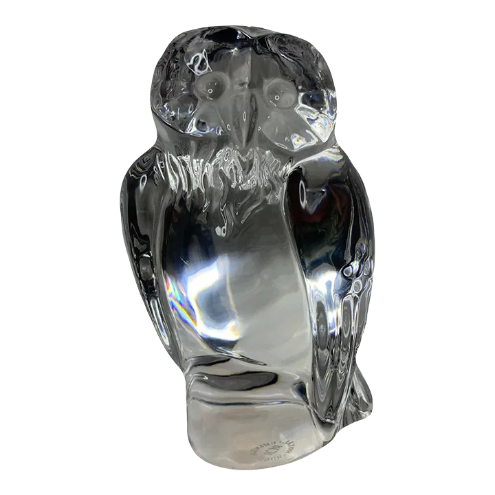 Vintage Owl Crystal Figurine Paper Weight by Rcr Rock Royal Crystal ...