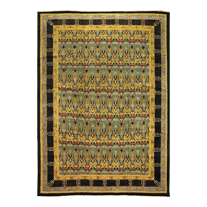 1990s Handwoven Transitional William Morris Style Area Rug 11'10"×16'10 ...