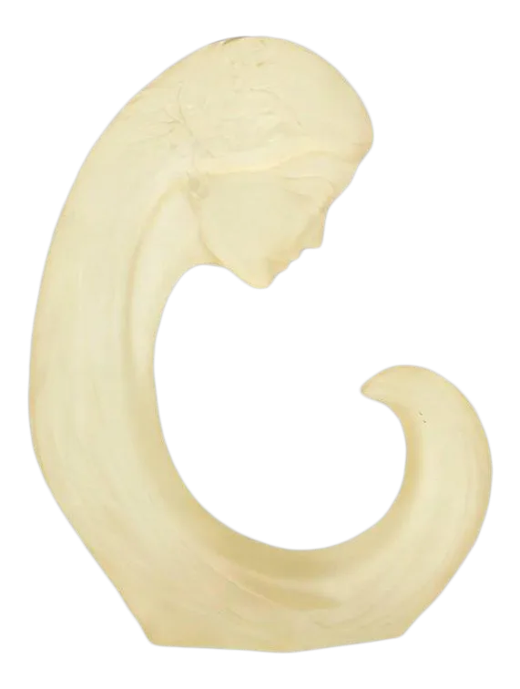 Carved Lucite Sculpture of a Woman's Face | Chairish