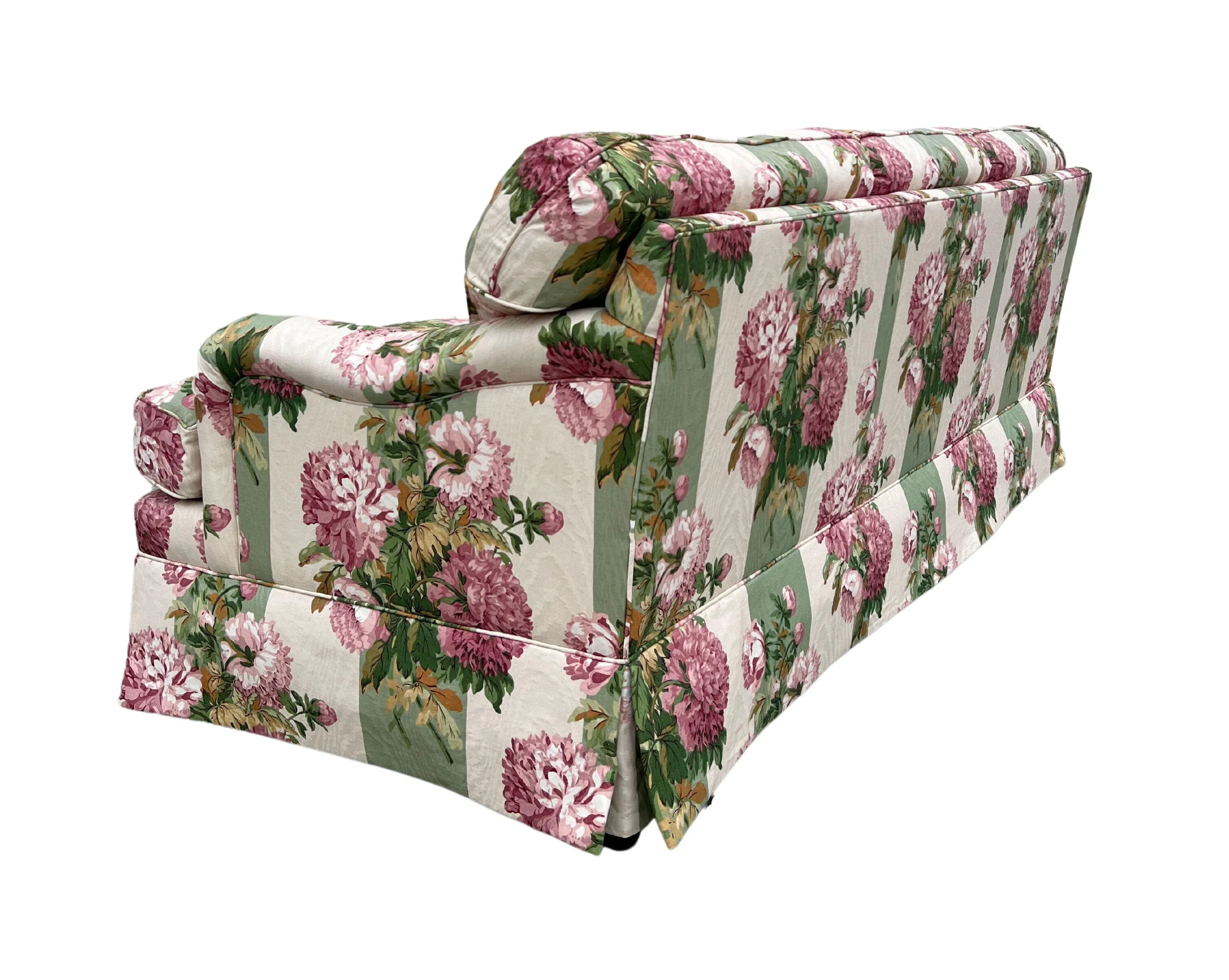 Vintage Custom Floral and Stripes Chintz Sofa