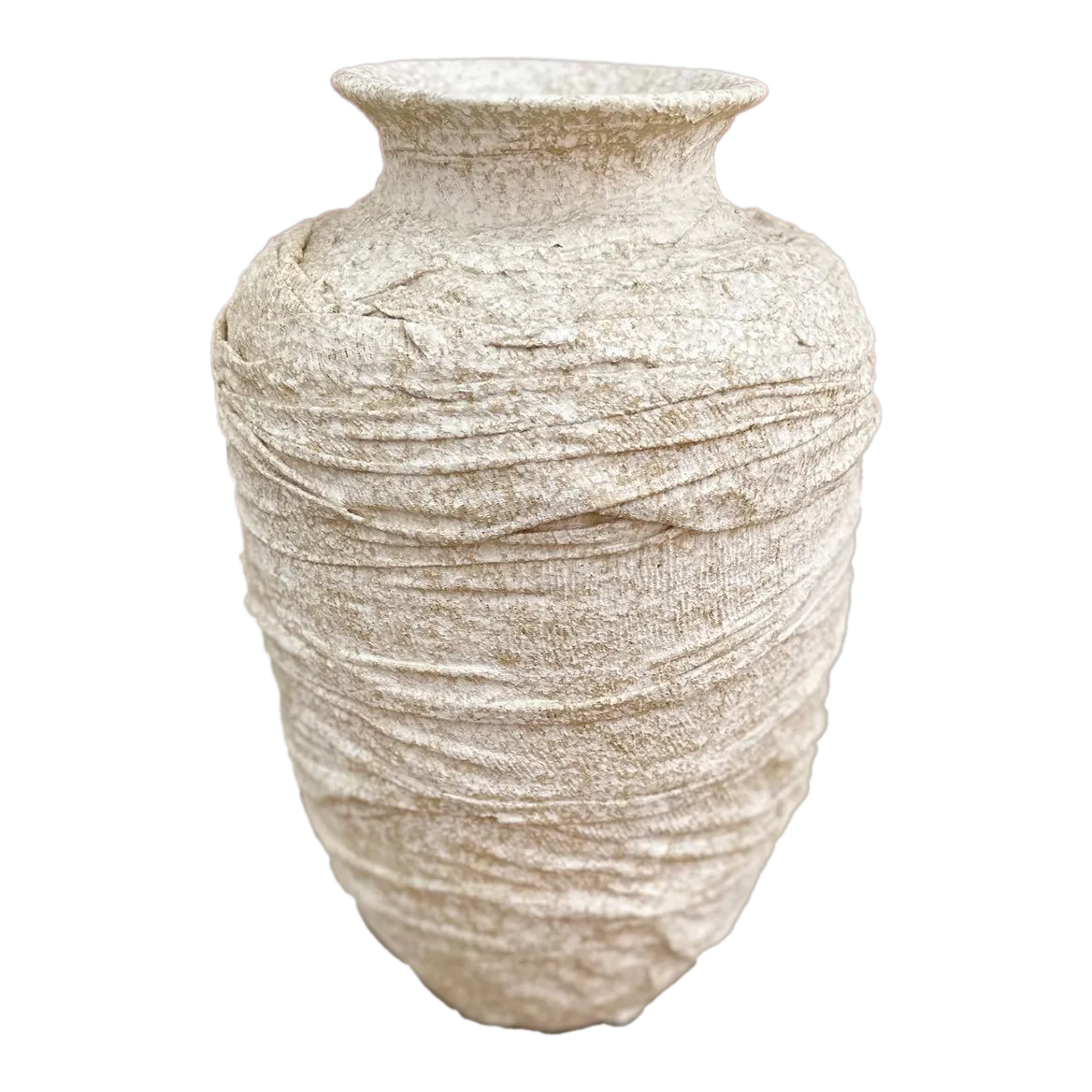 Vintage Plaster Layered Gauze Wrapped Vase | Chairish