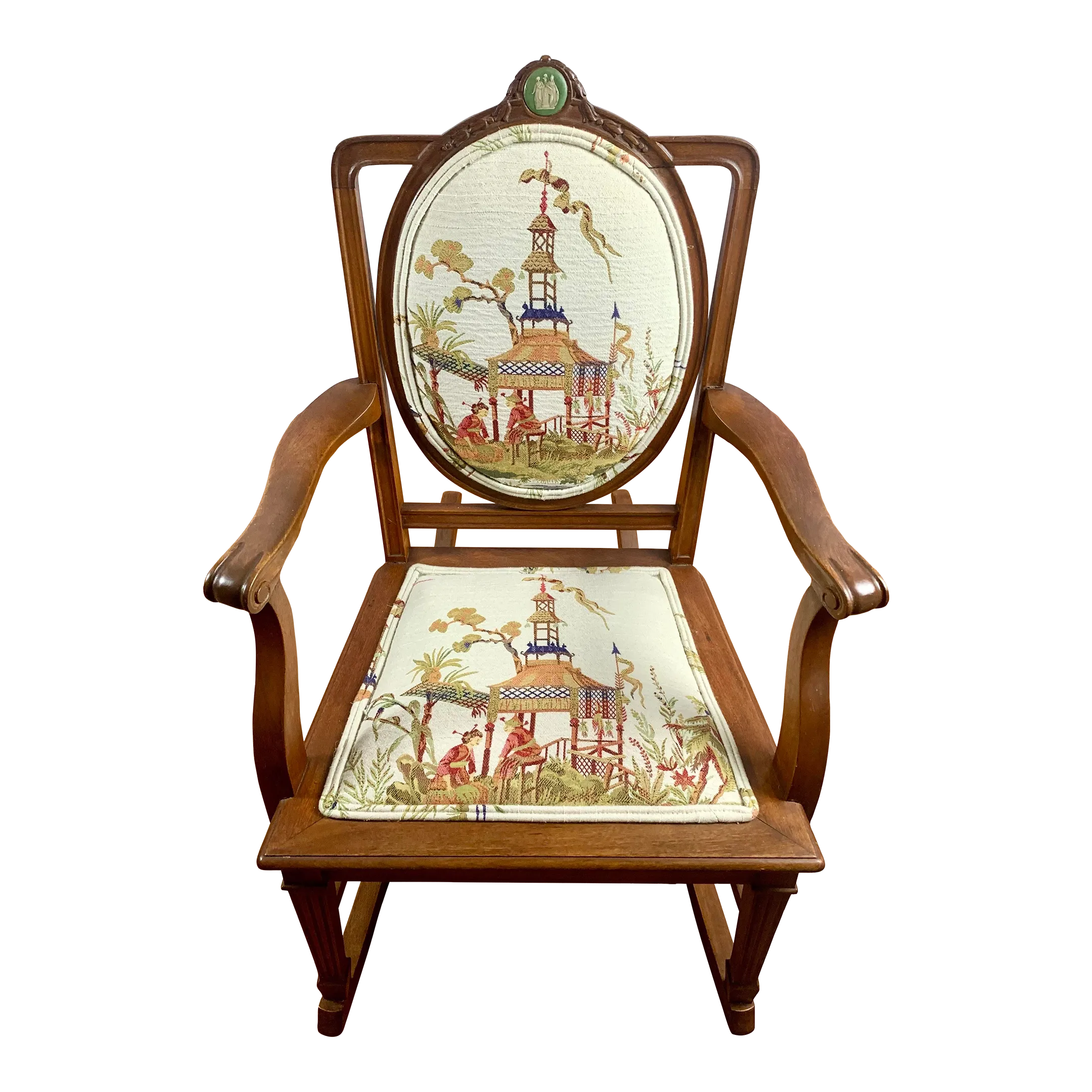 Wedgwood Regency Style Upholstered Rocking Chair | Chairish