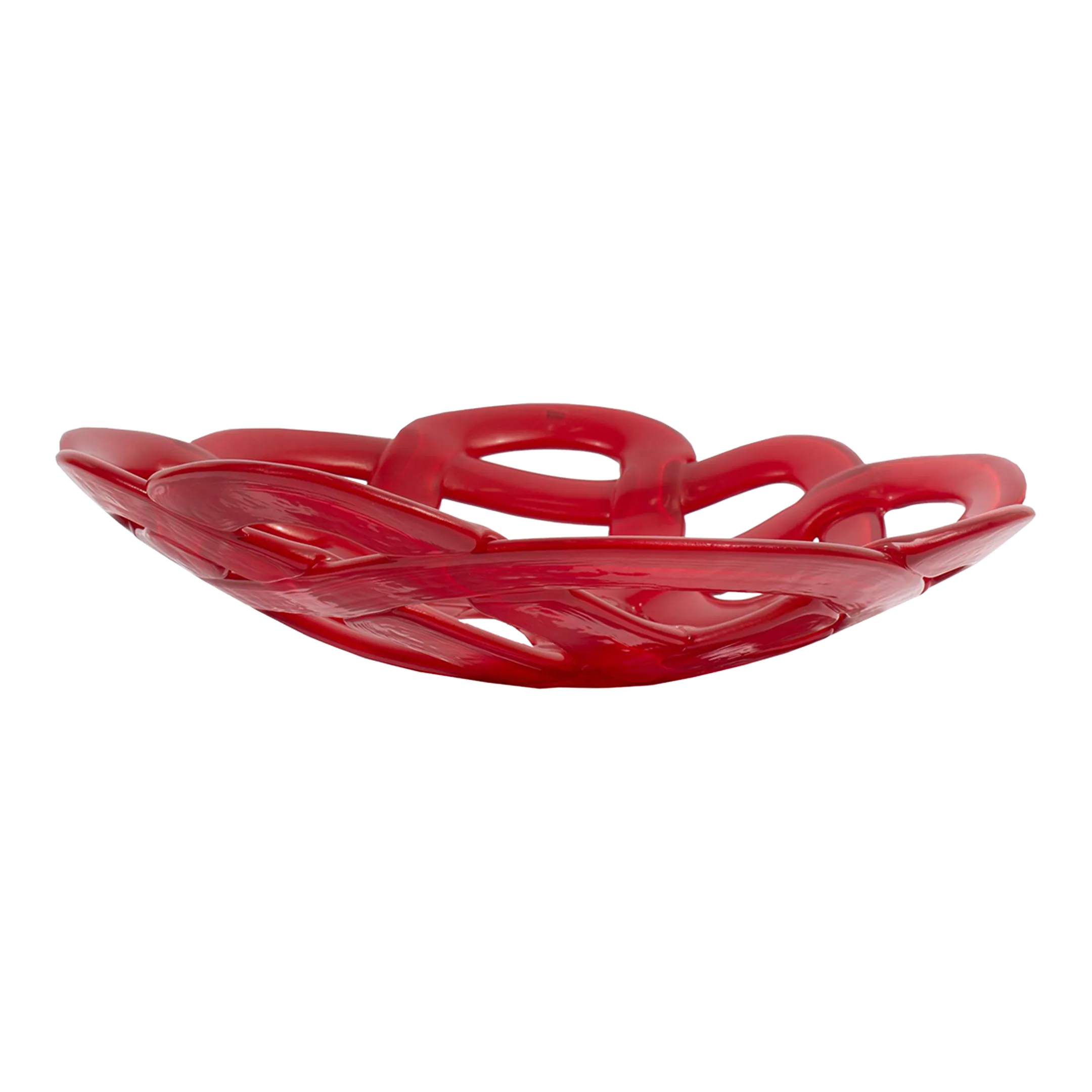 Anna Ehrner Kosta Boda Red Glass Basket Bowl | Chairish