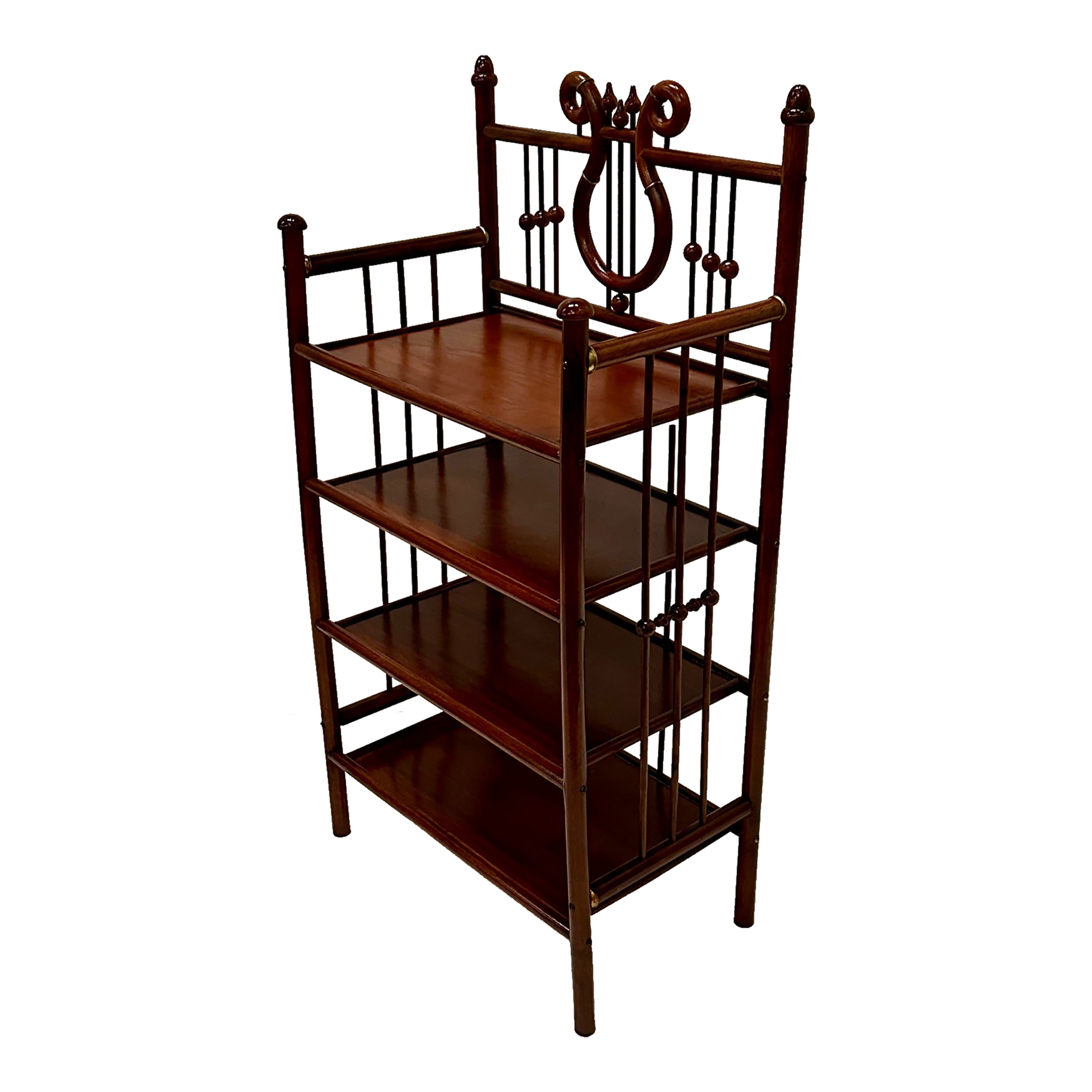 Antique Mahogany Book Shelf With Lyre Motif | Chairish