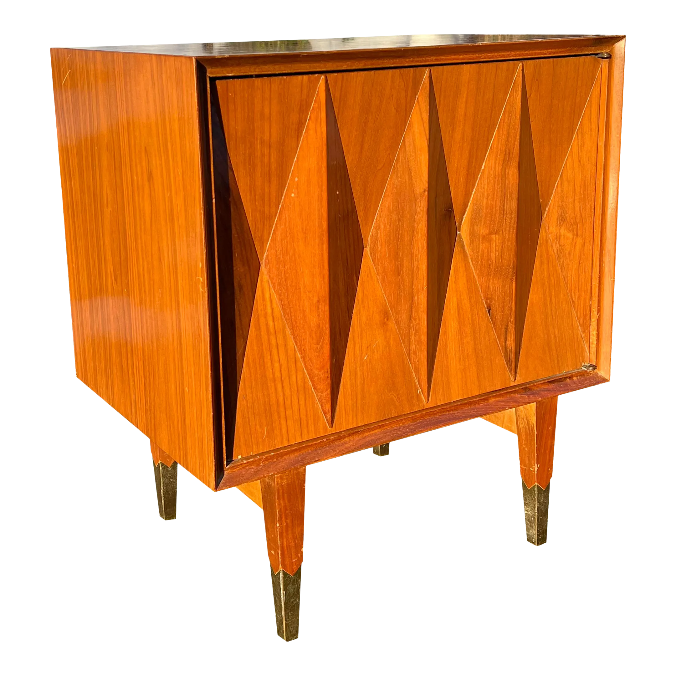 1960s Mid Century Modern Albert Parvin Gio Ponti Style Nightstand Sculpted Design | Chairish
