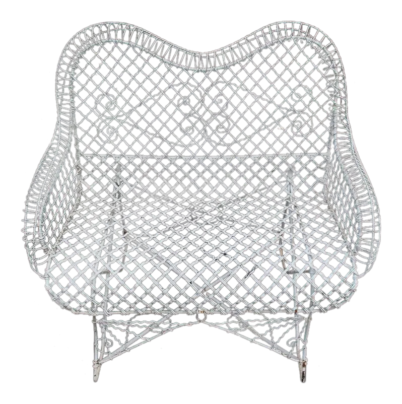 Vintage Mid Century Wire Mesh Outdoor Bench | Chairish