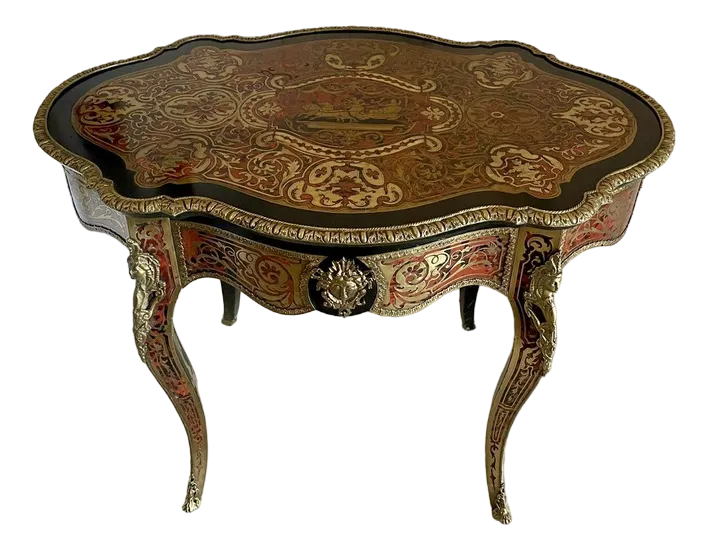 Ancient French Boulle Center Table, 1860s | Chairish