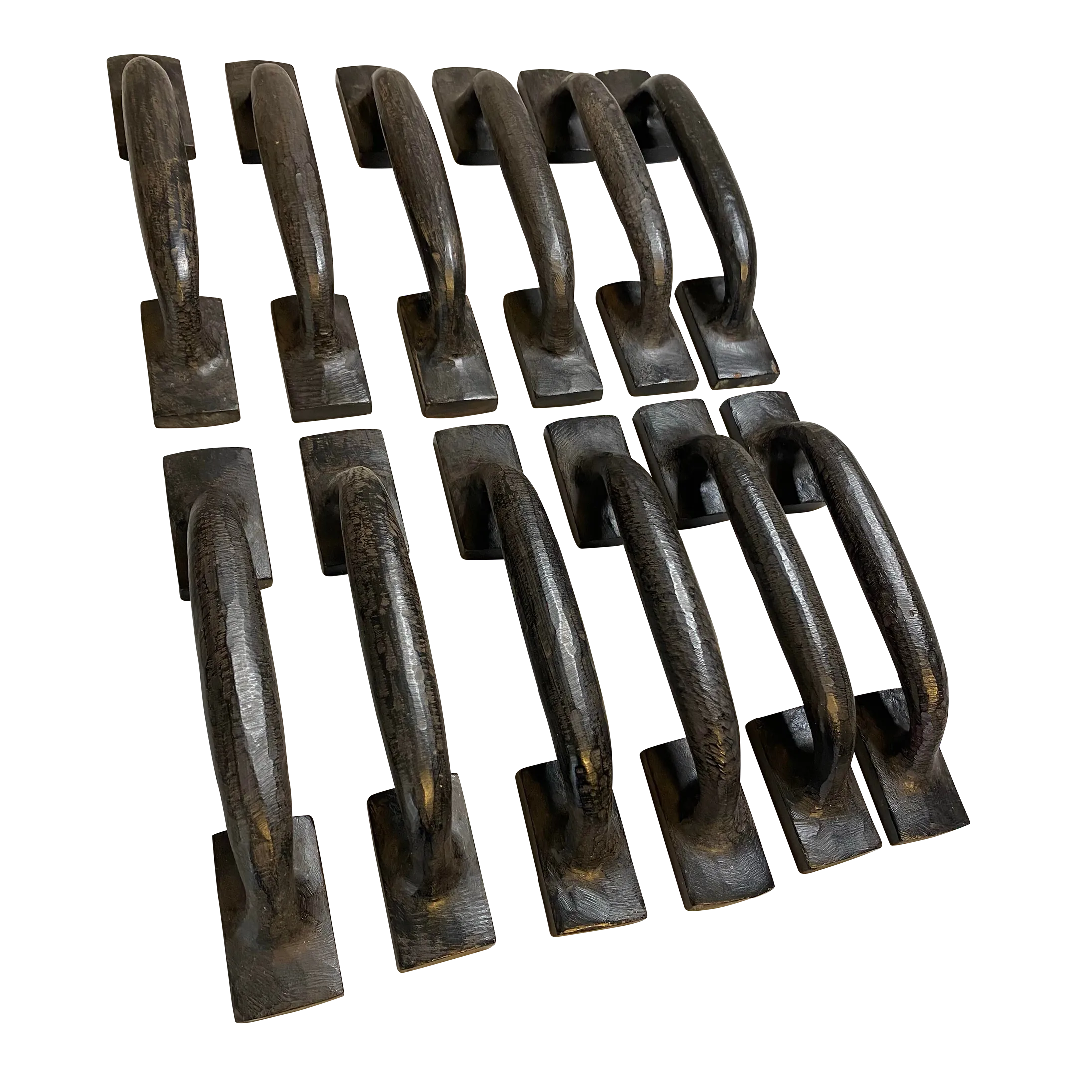 Set of 12 Pottery Barn Cast Iron Collection Rustic Hammered Hudson Pull ...