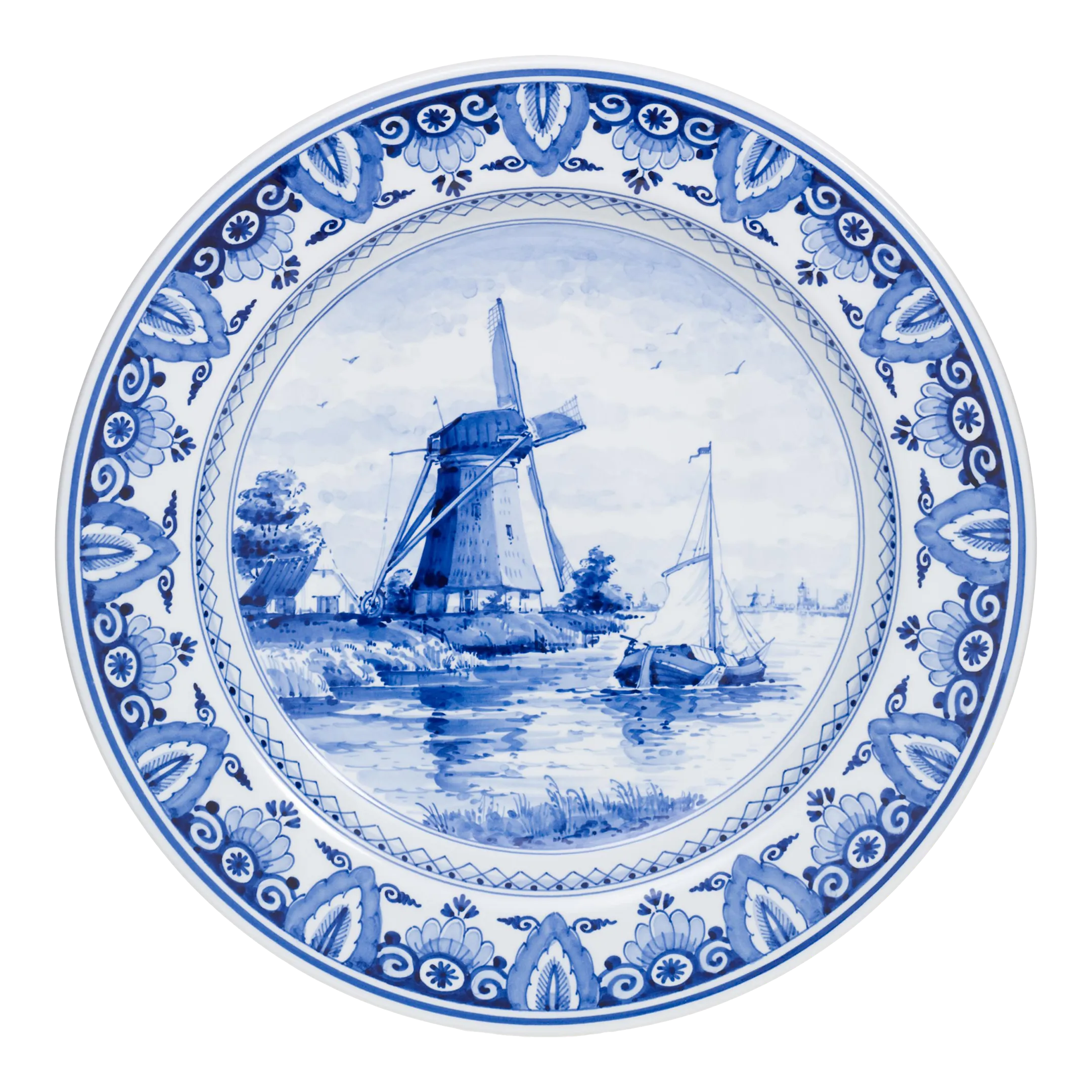 Royal Delft Original Blue Plate, Hand Painted with Windmill & Ship in ...