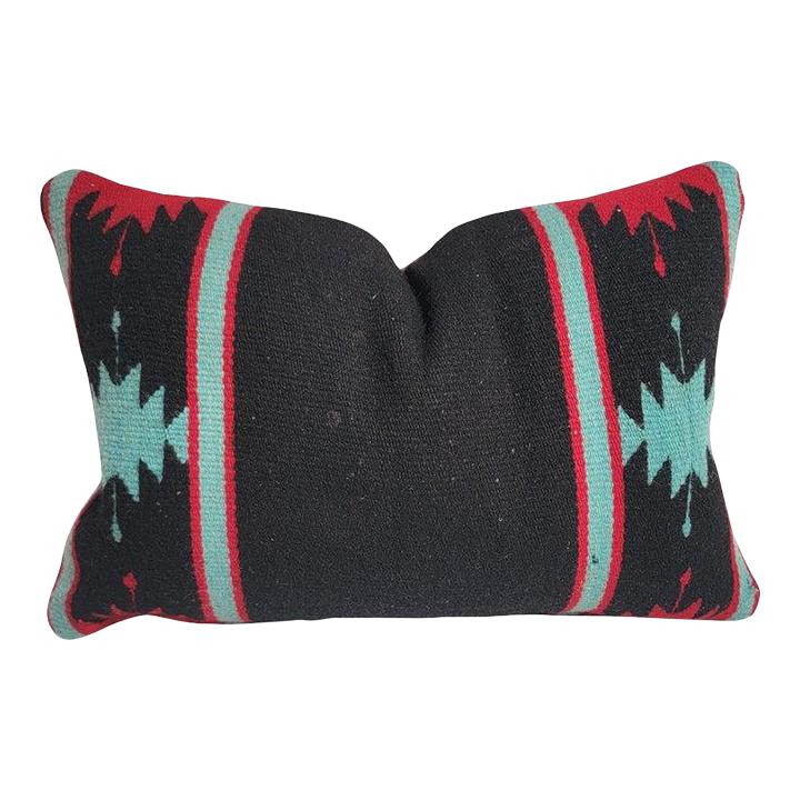 20Thc Navajo Indian Weaving Pillow W/ Leather Back | Chairish