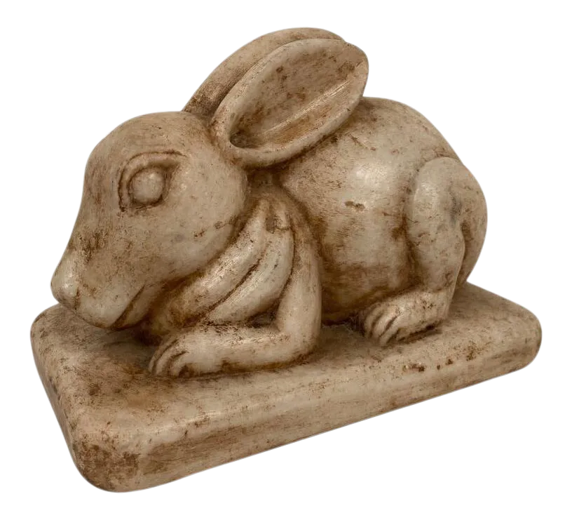 Anglo-Indian Carved Marble Rabbit Figure | Chairish