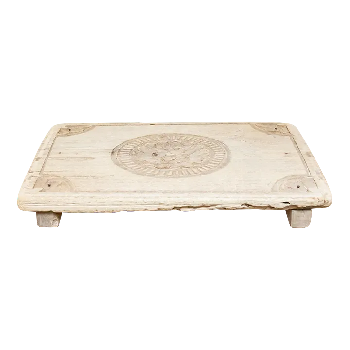 Kolam Rustic Wood Bajot Table | Chairish