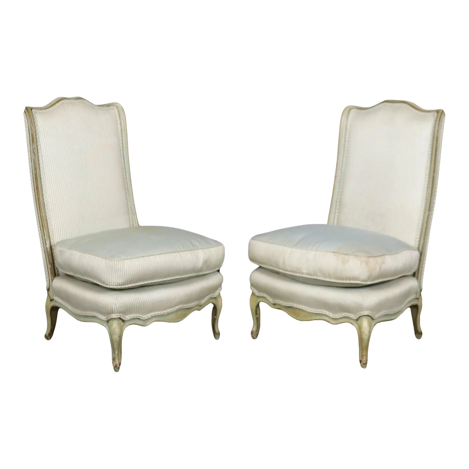 Paint Decorated French Louis XV Boudoir Slipper Chairs Circa 1920 - A ...