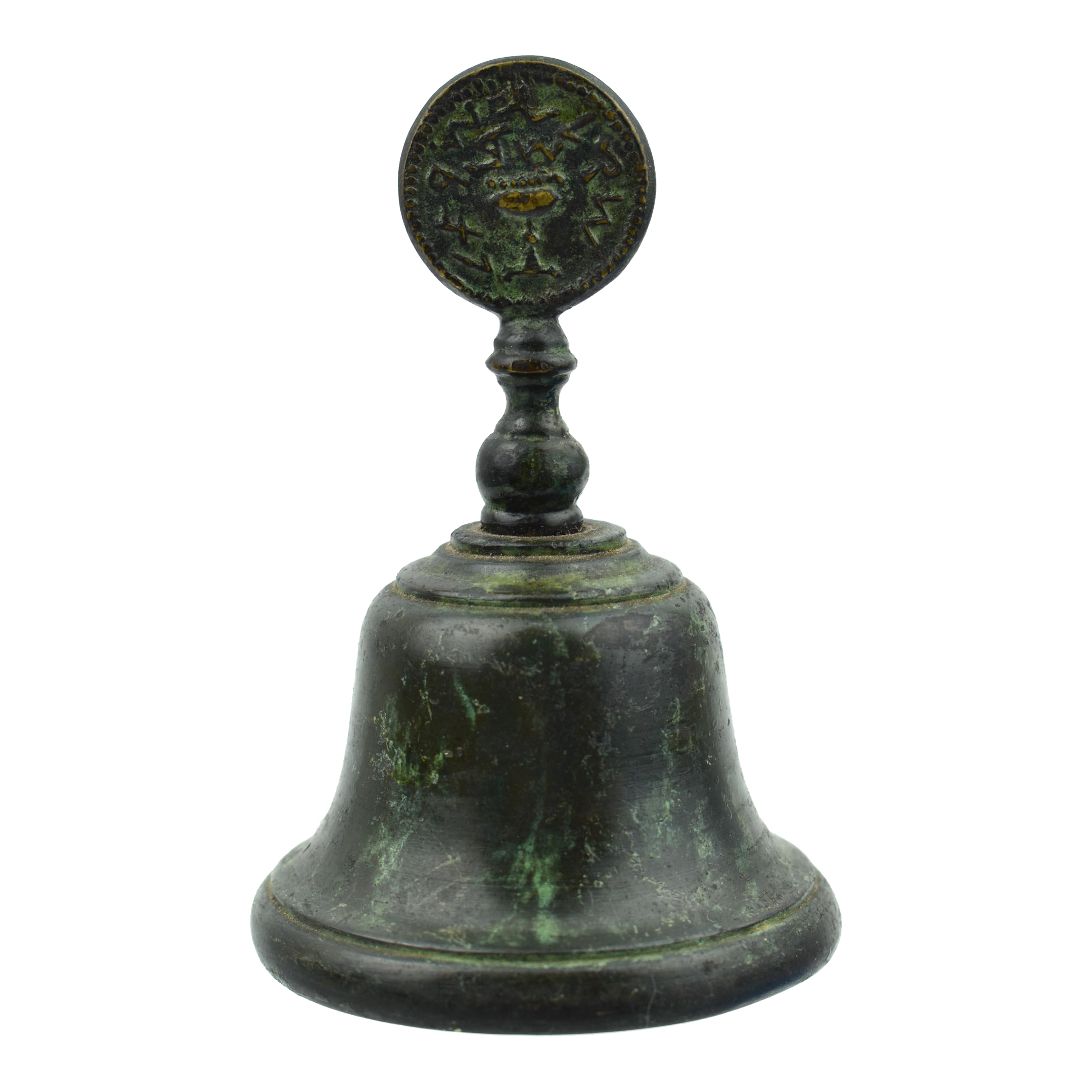 Mid 20th Century Cast Metal Bell With Biblical Era Coin Design on ...