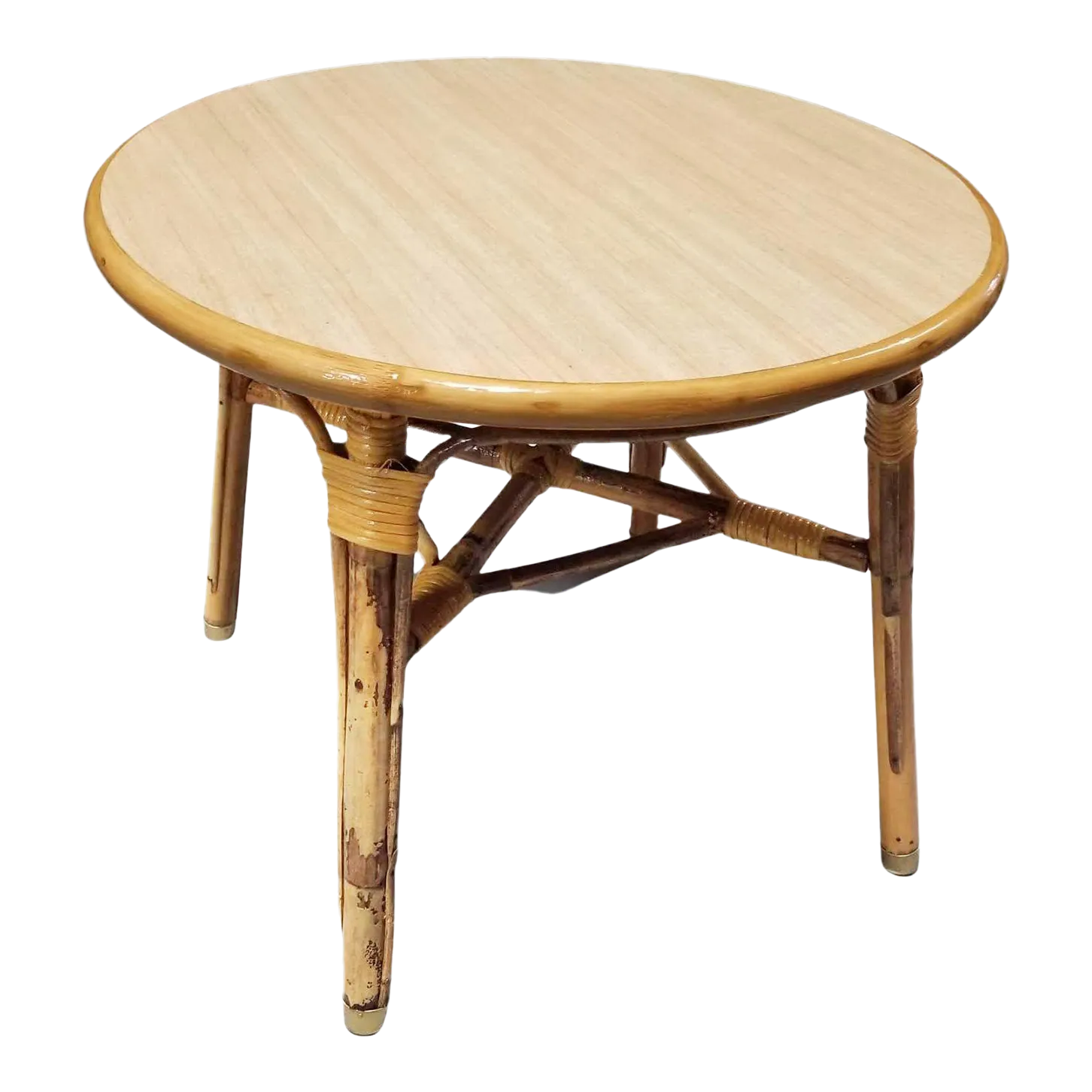 1950s Restored Rattan Small Round Side Table Chairish