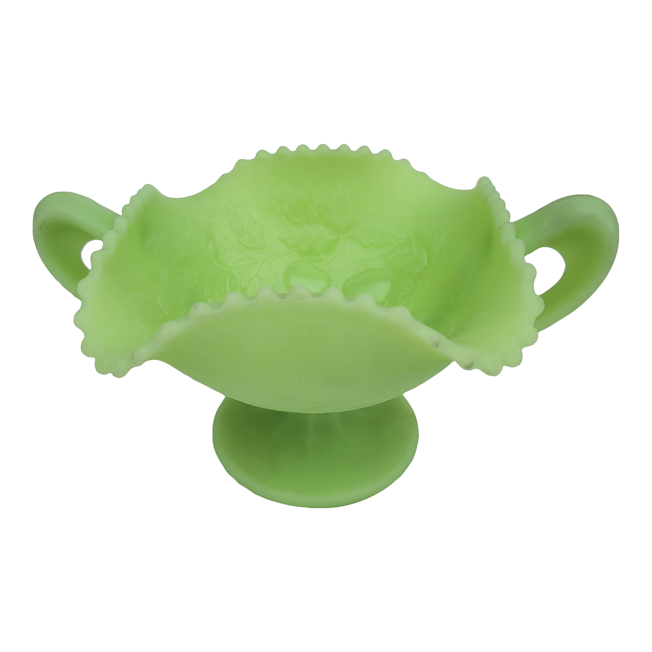 Mid 20th Century Fenton Lime Green Satin Candy Dish | Chairish