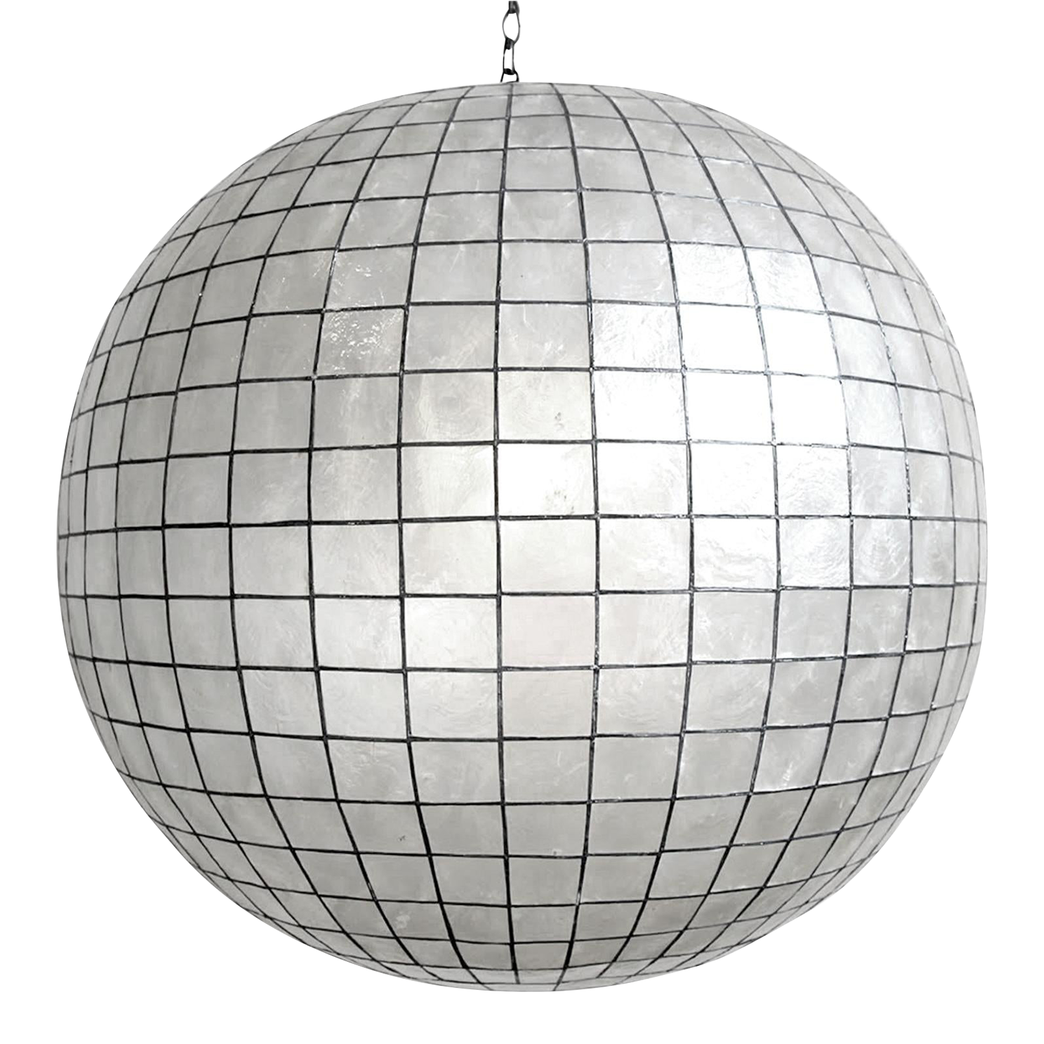 Contemporary Capiz Shell Globe Pendant Light 36" | Chairish