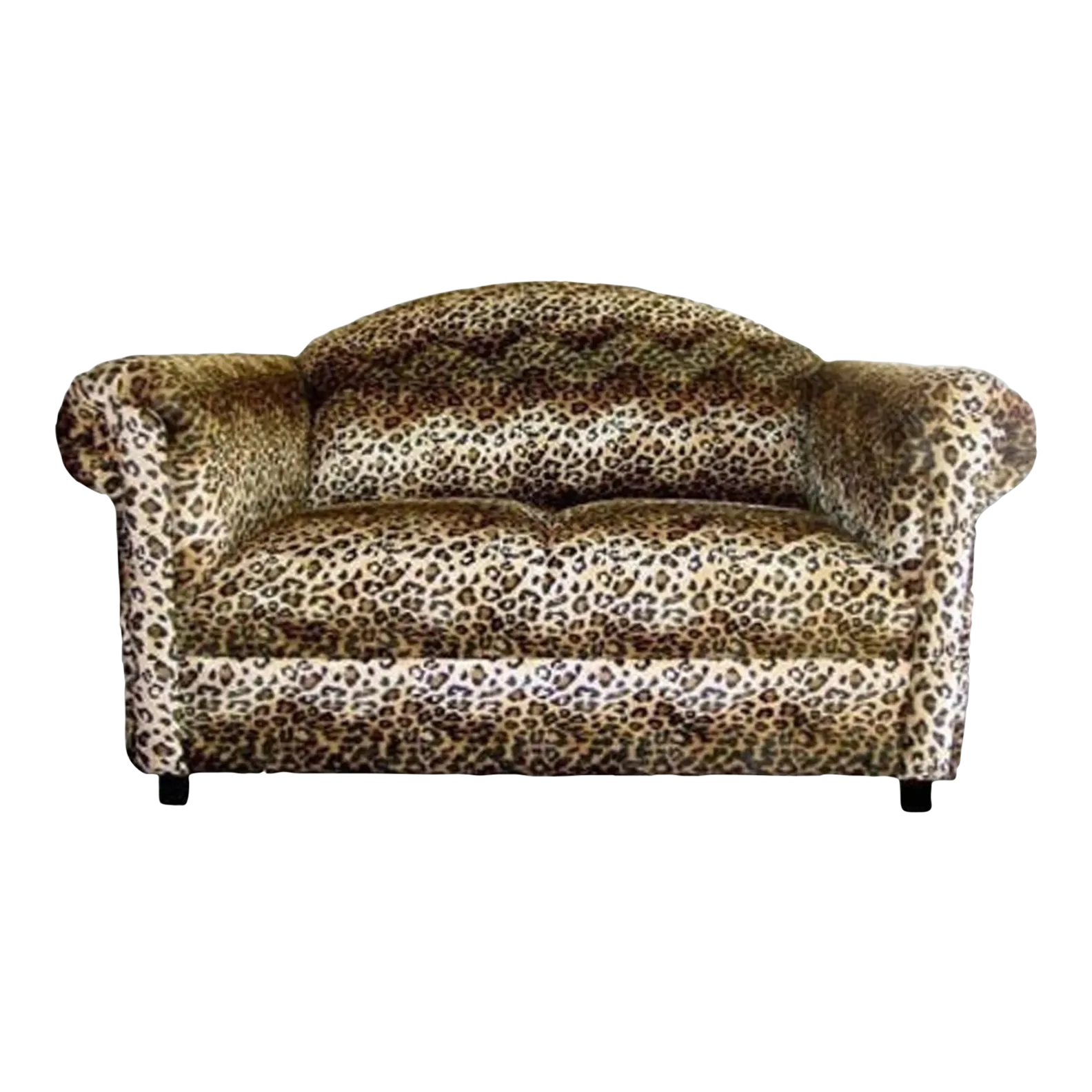 Wicked Elements Brown Leopard Print Camel Back Loveseat | Chairish