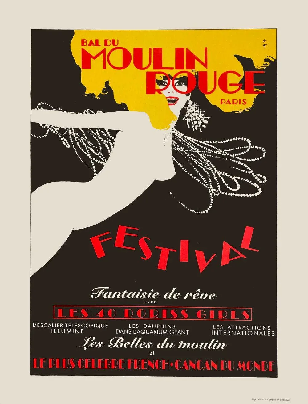 2009 "Festival" René Gruau Moulin Rouge Lithograph Poster | Chairish