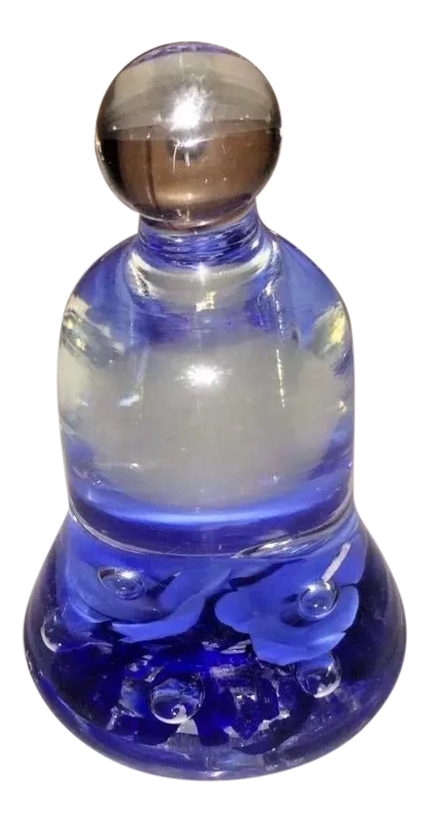 Joe St. Clair Art Glass Bell Shaped Paperweight | Chairish