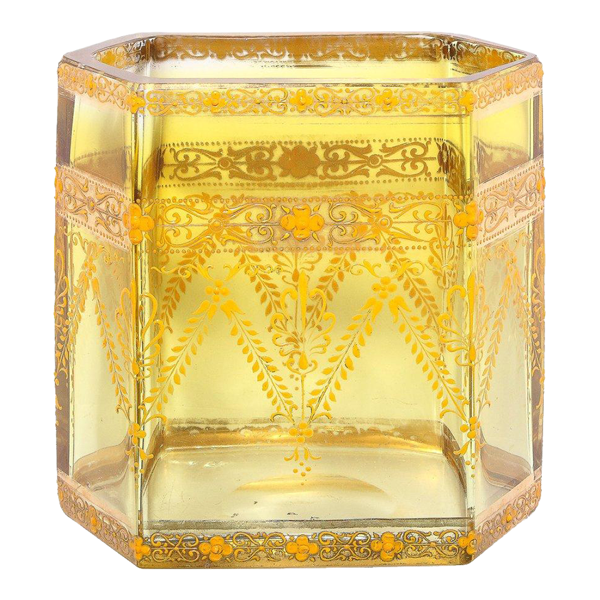 1910s Art Nouveau Amber Glass Moser Vase | Chairish