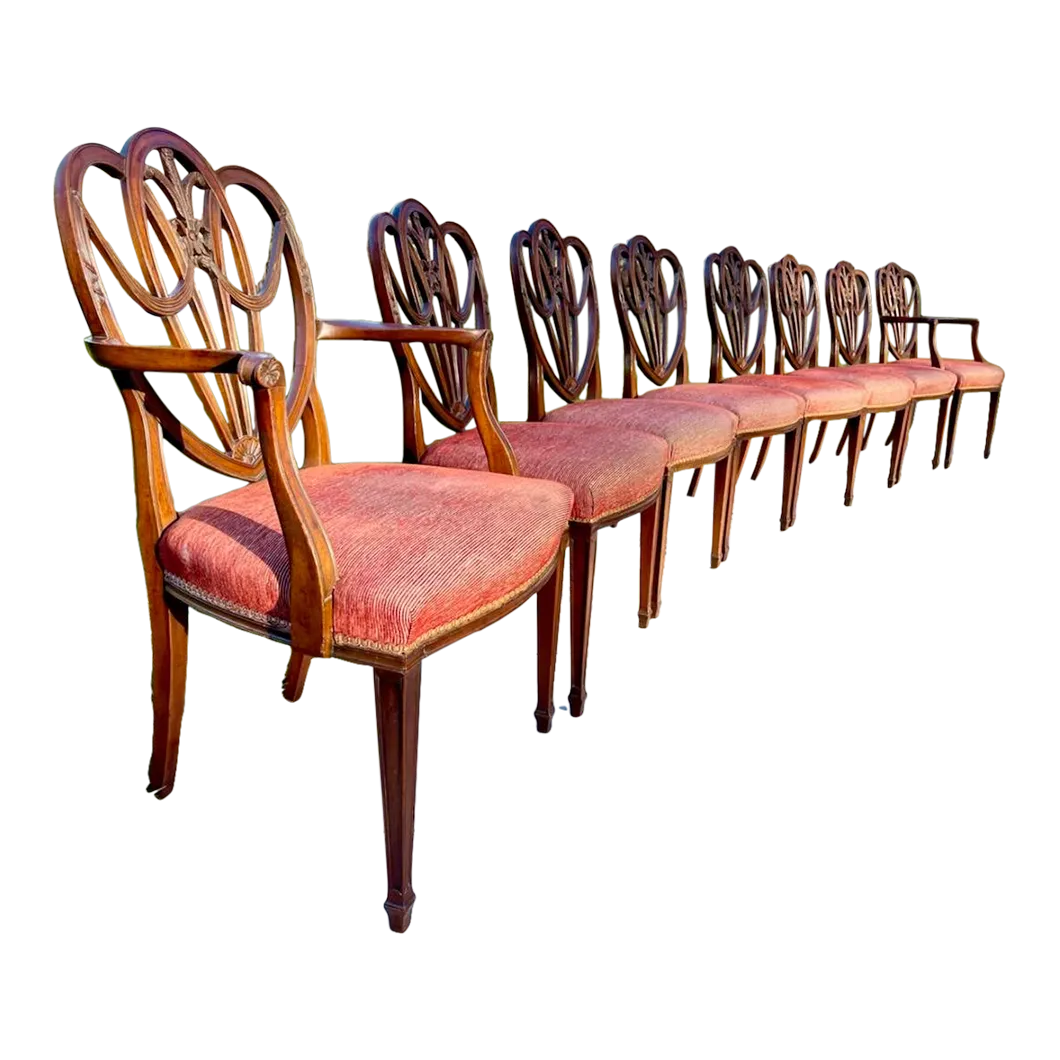 1920s Set of 8 Hepplewhite Chairs | Chairish