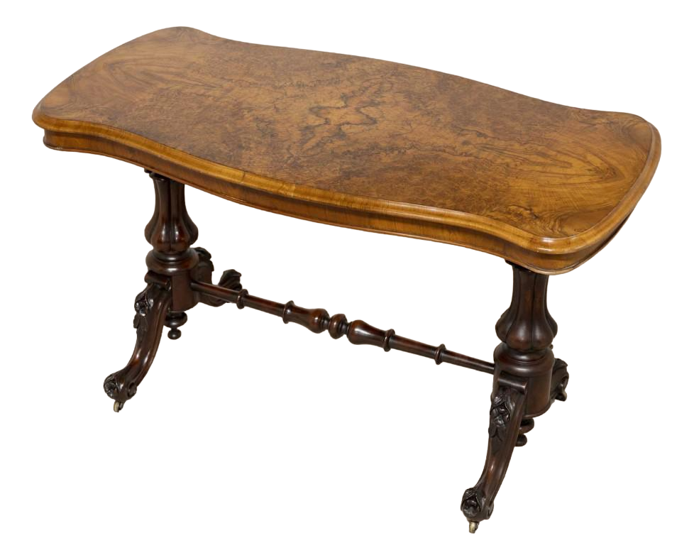 Victorian Walnut Stretcher Table, 1880s | Chairish