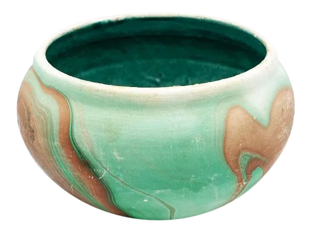 Green Swirl Ceramic Touring Pottery Folk Art Pot in Green and Brown ...