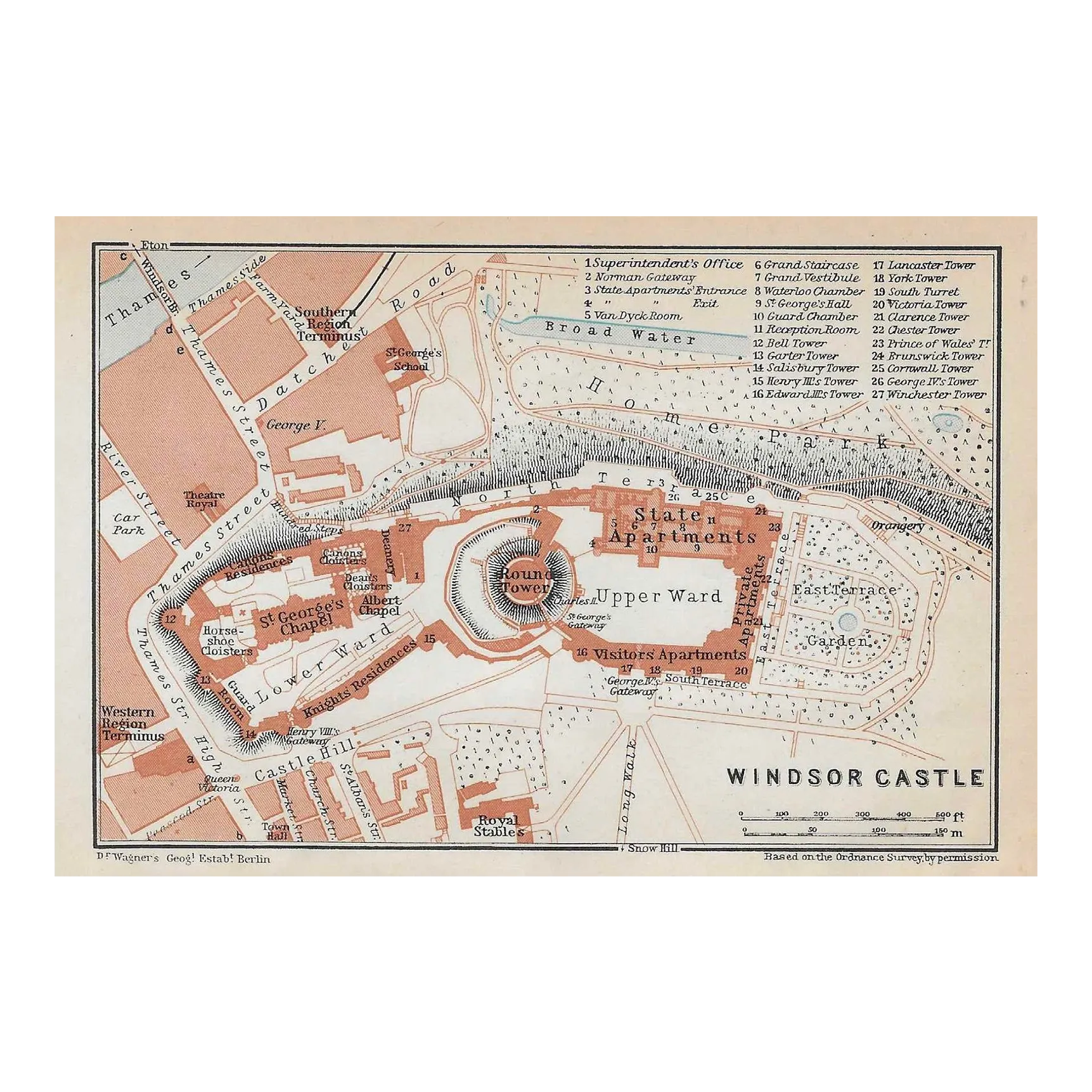 1930s Vintage Map of Windsor Castle London | Chairish